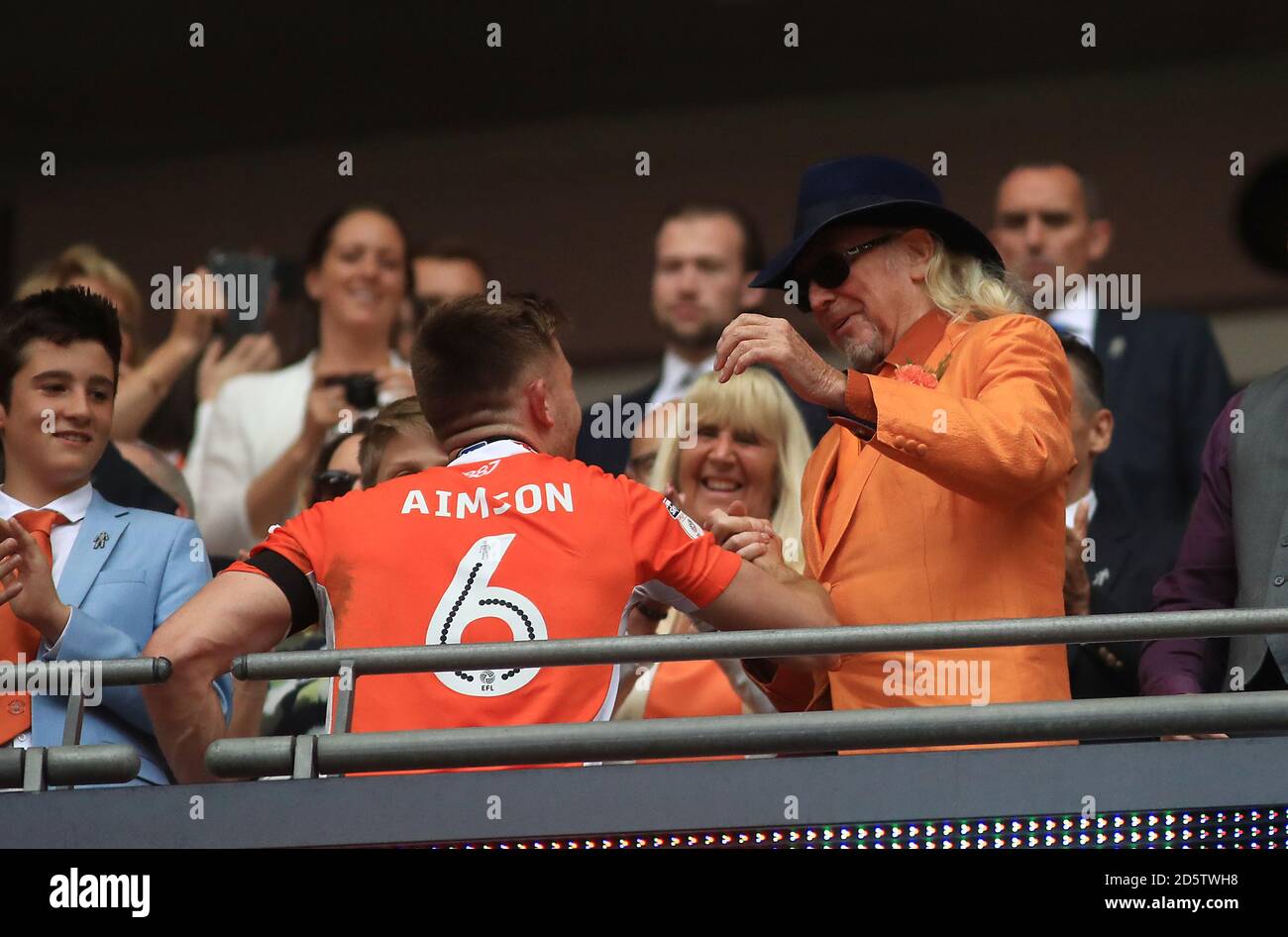Blackpool's Will Aimson shakes hands with Owner Owen Oyston after the ...