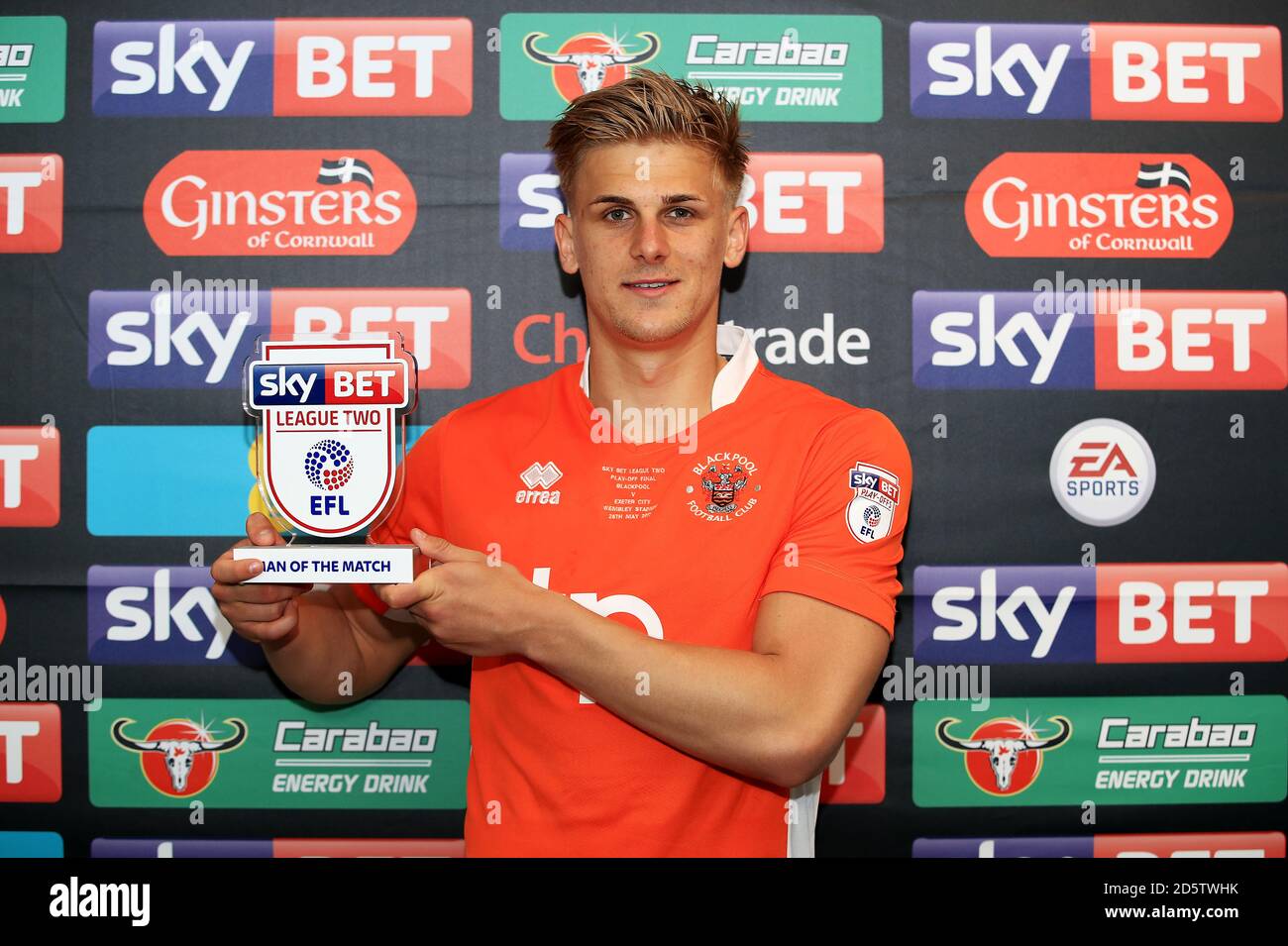 Blackpool's Brad Potts receives the Man of the match award after the ...