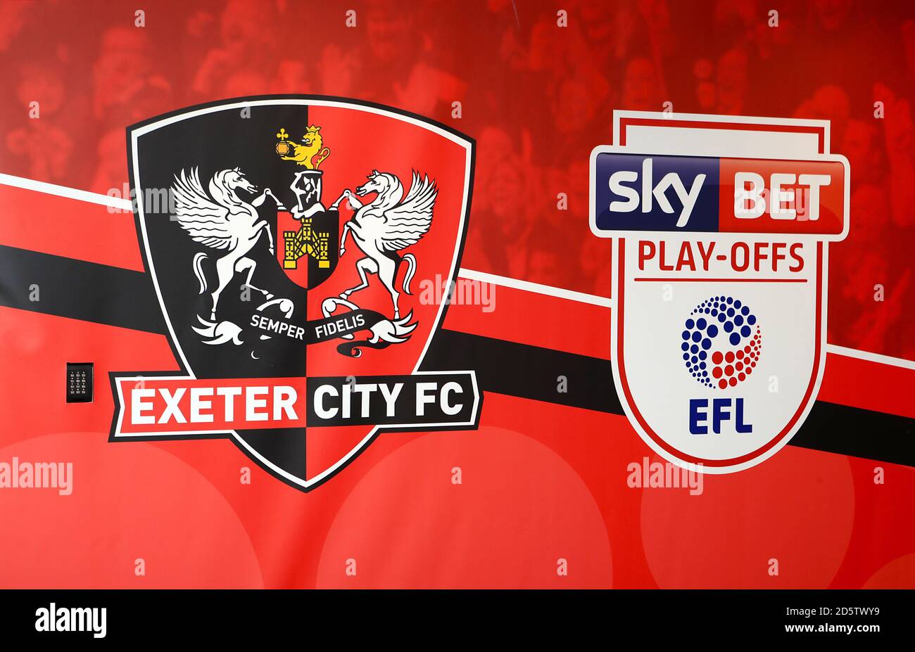 The Exeter City logo inside Wembley Stadium Stock Photo - Alamy