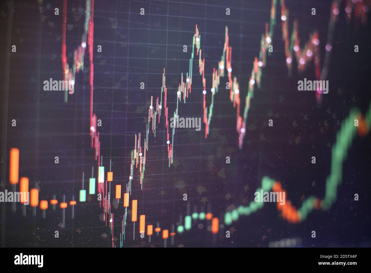 Graph hologram with minimalistic cabinet interior background. Financial ...