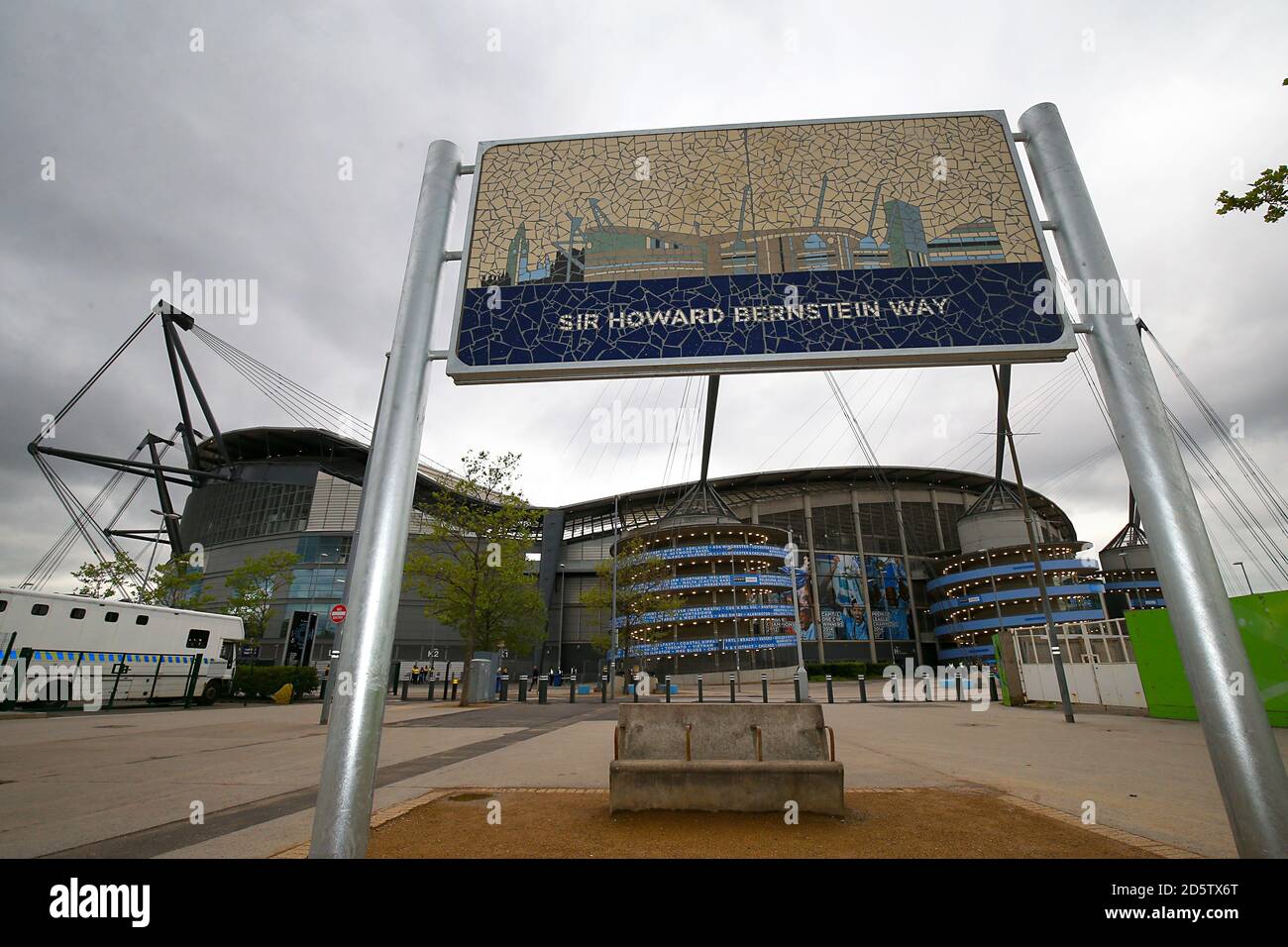 A general view of signage outside Etihad Stadium Stock Photo - Alamy