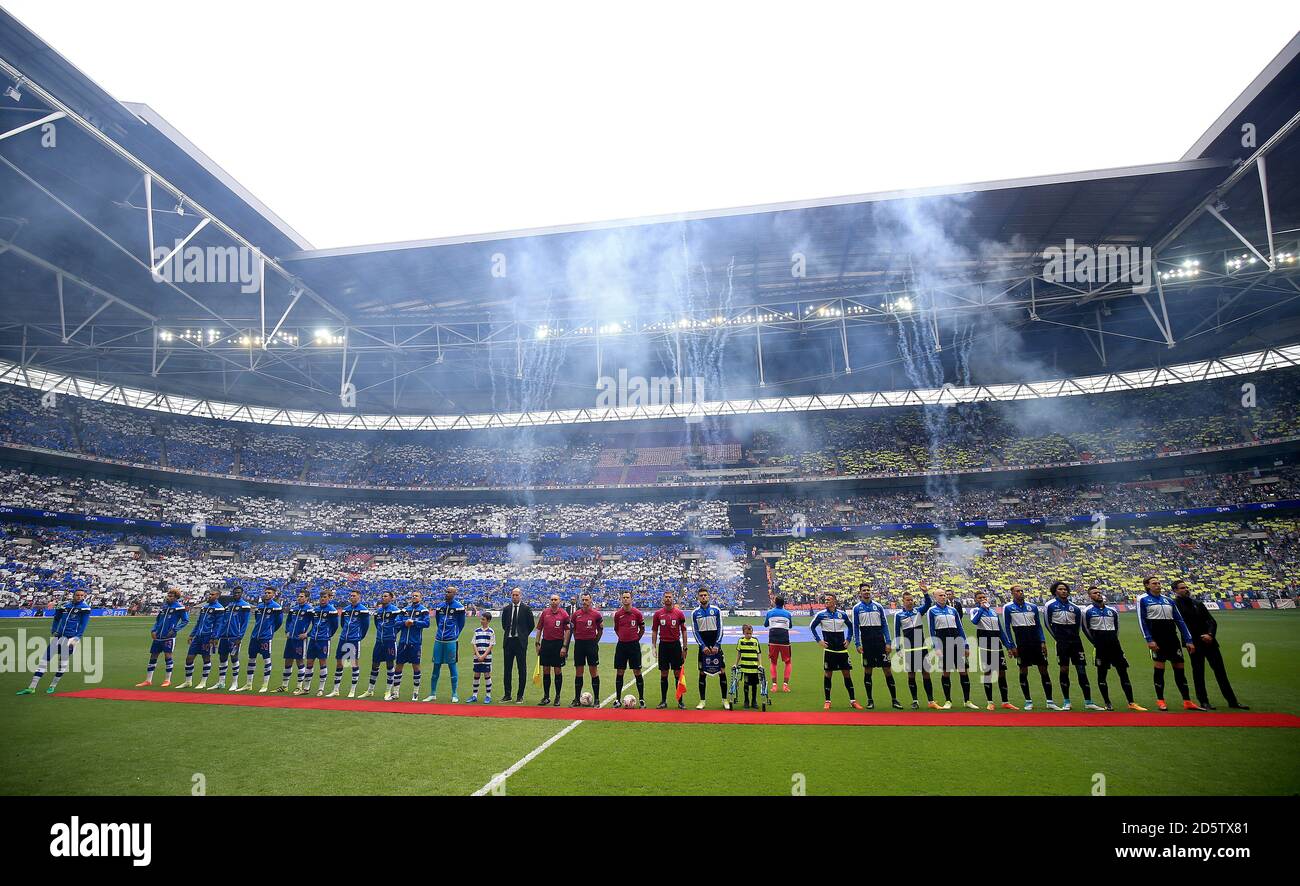 The two team's line-up before kick-off Stock Photo - Alamy