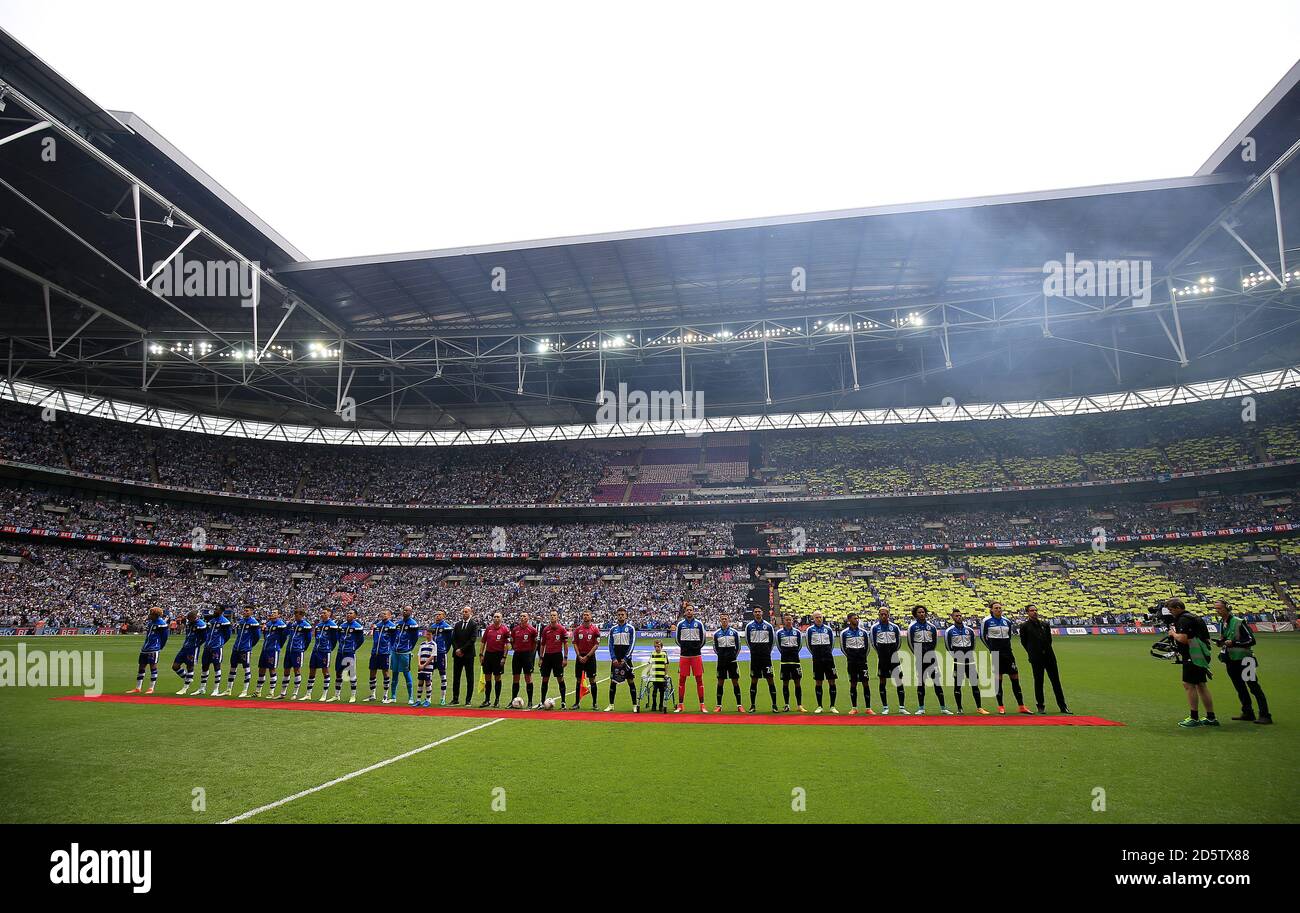 The two team's line-up before kick-off Stock Photo - Alamy
