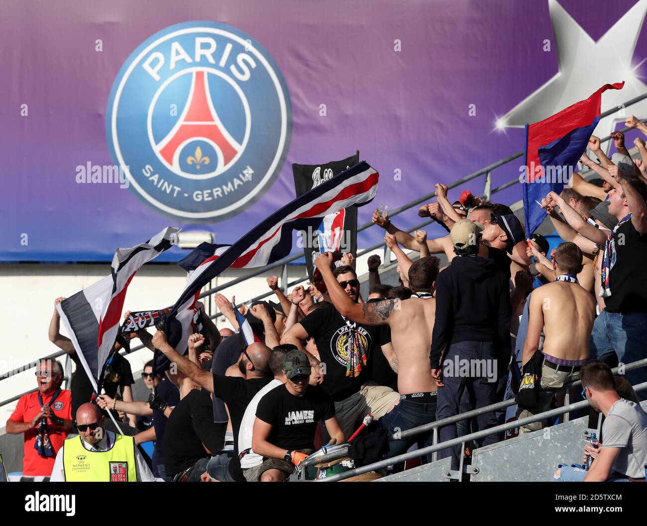 Paris Saint Germain ultras in the stands before the UEFA Women's ...