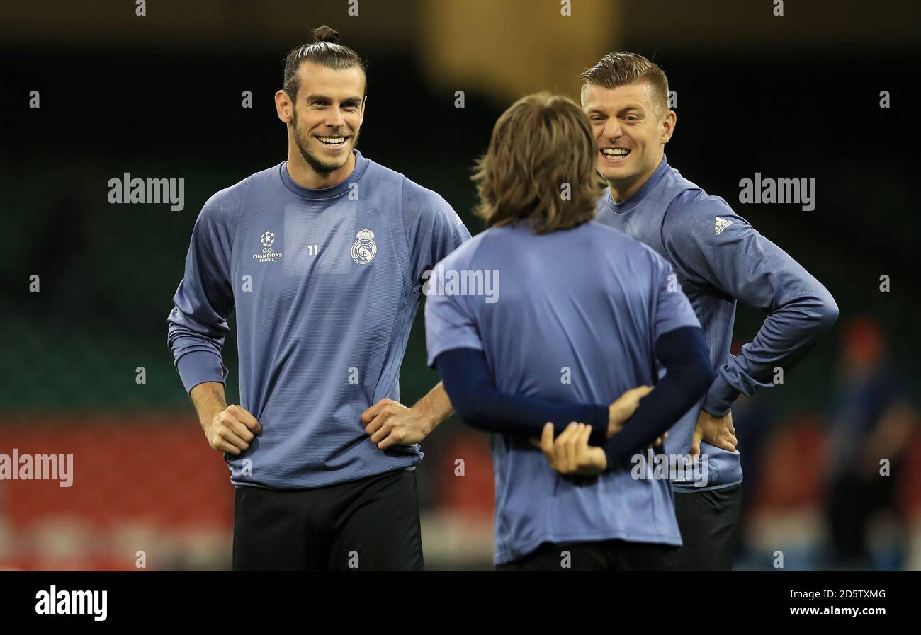 Real Madrid's Gareth Bale (left), Luka Modric and Toni Kroos (right ...