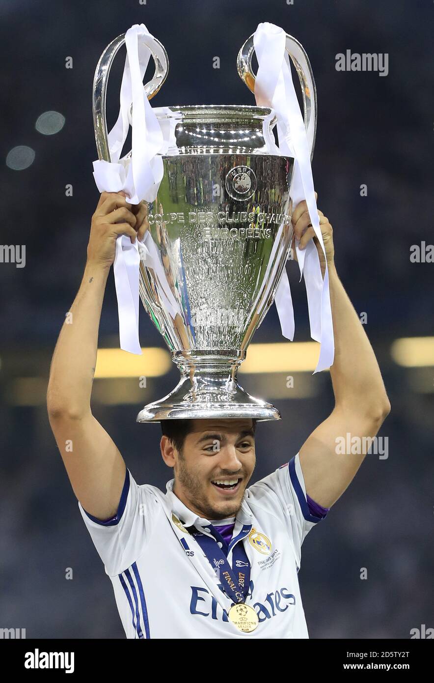 Real Madrid's Alvaro Morata celebrates with the trophy after the 2017 ...