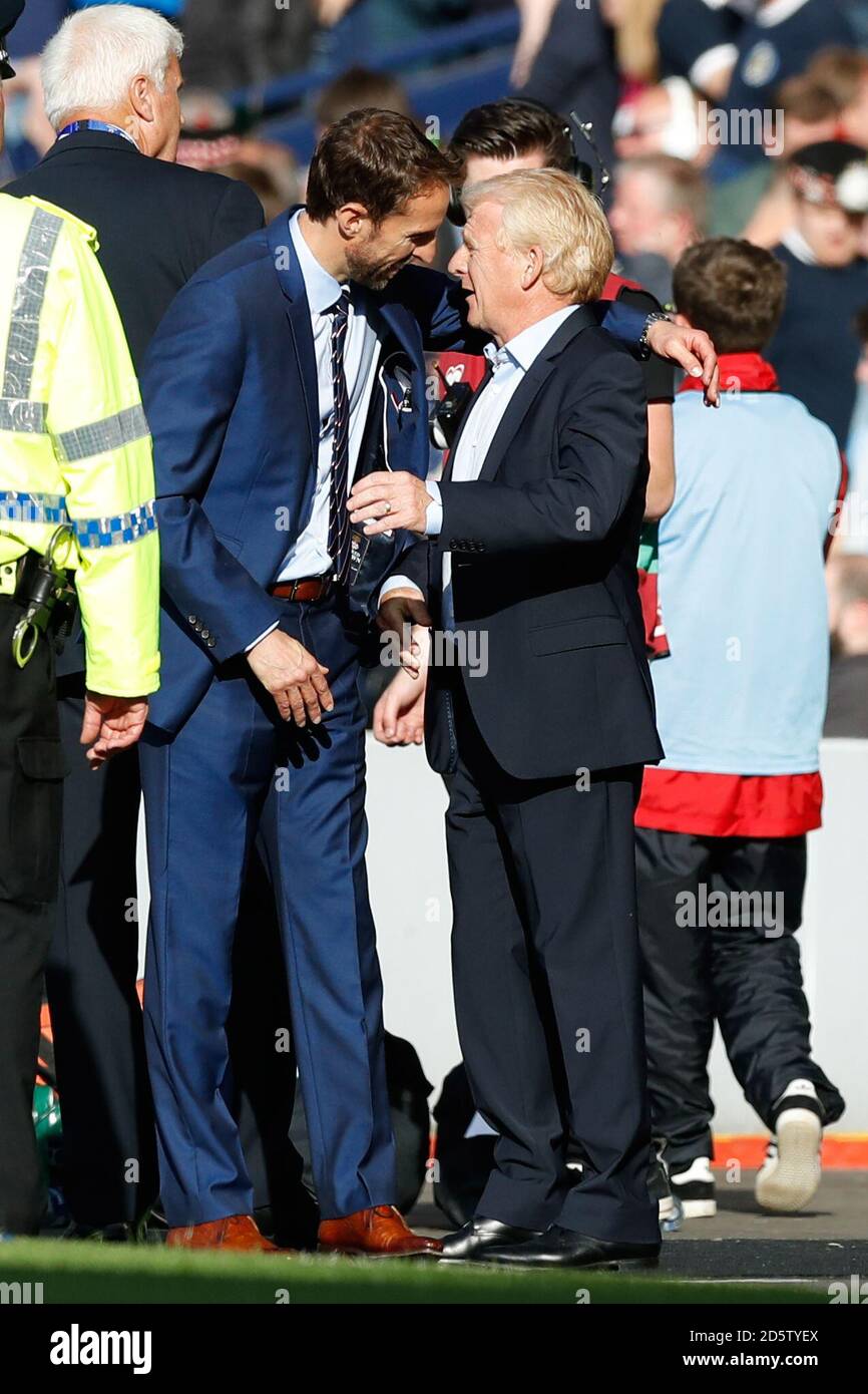Scotland's manager Gordon Strachan (right) and England's manager Gareth ...