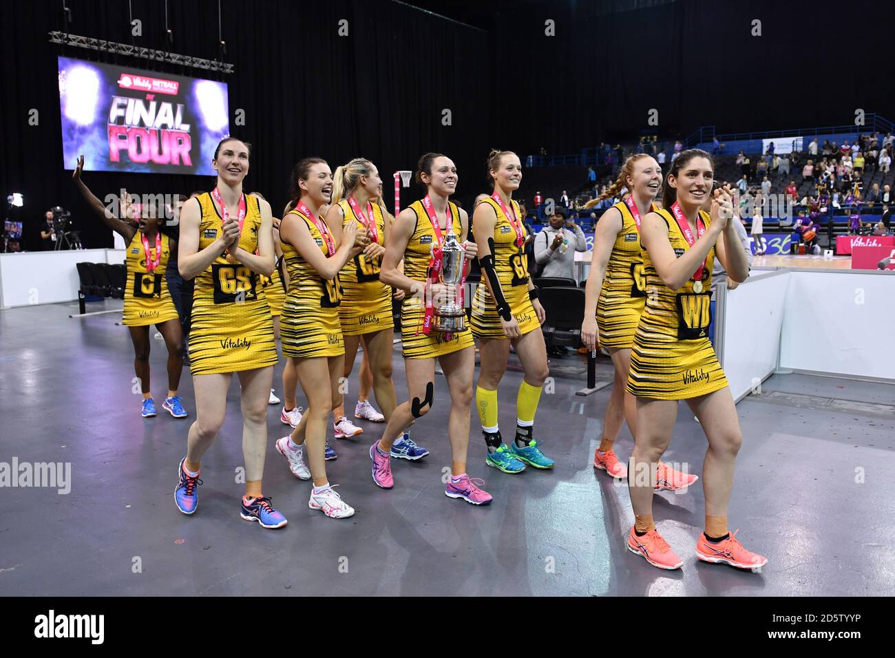 Wasps Netball players complete a lap of honour as they celebrate ...