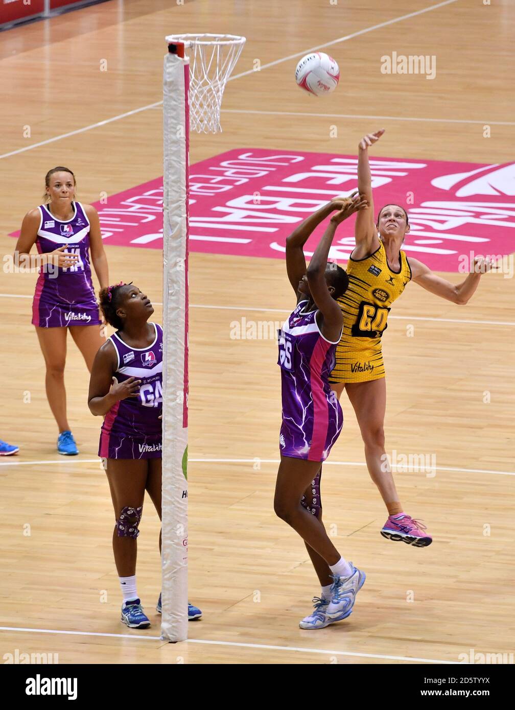 Loughborough Lightning's Peace Proscovia (right) and Wasps Netball's ...