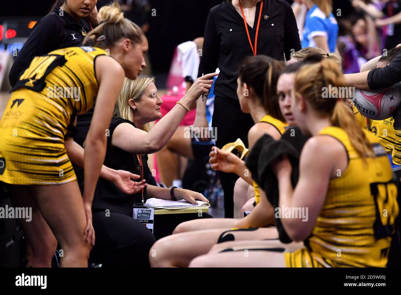 Wasps Netball assistant Mel Mansfield (centre) gives instructions ...