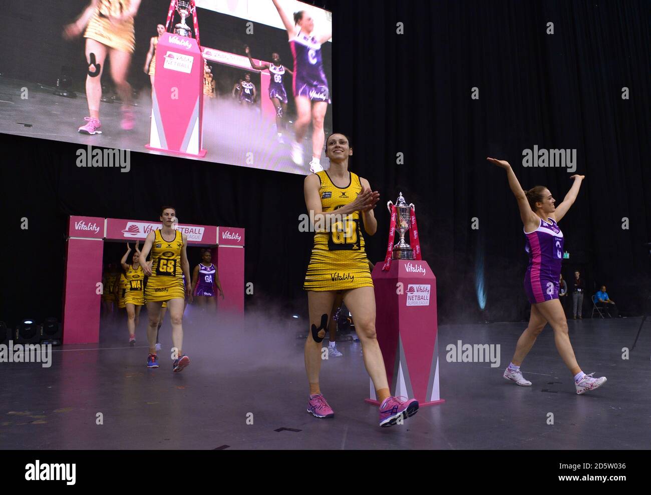 Wasps Netball and Loughborough Lightning Players walk out ahead of the ...