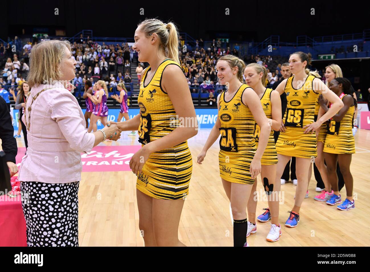 Wasps Netball players are presented with their winners medals Stock ...