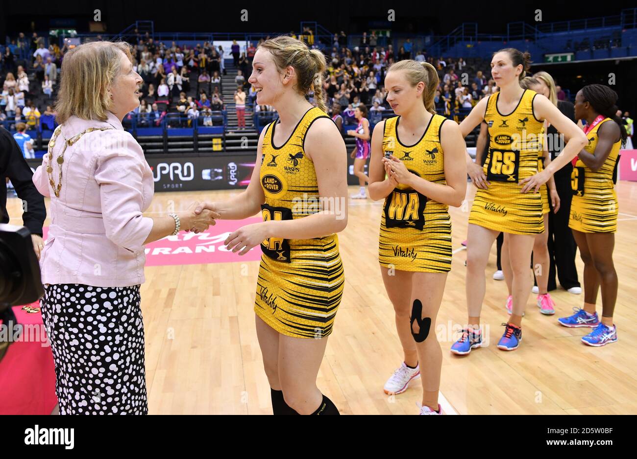 Wasps Netball players are presented with their winners medals Stock ...