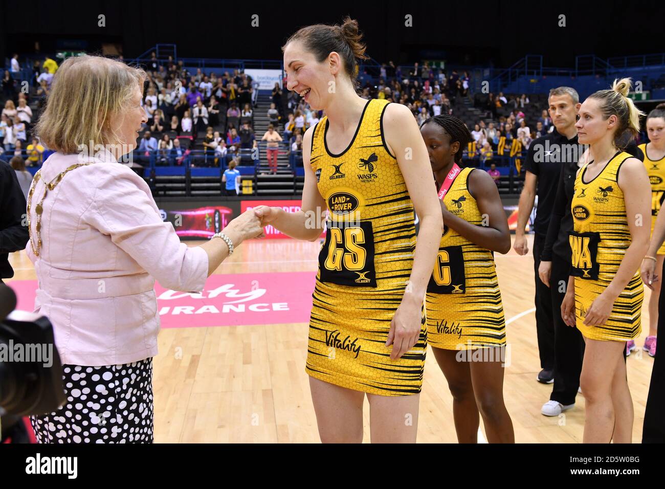 Wasps Netball players are presented with their winners medals Stock ...