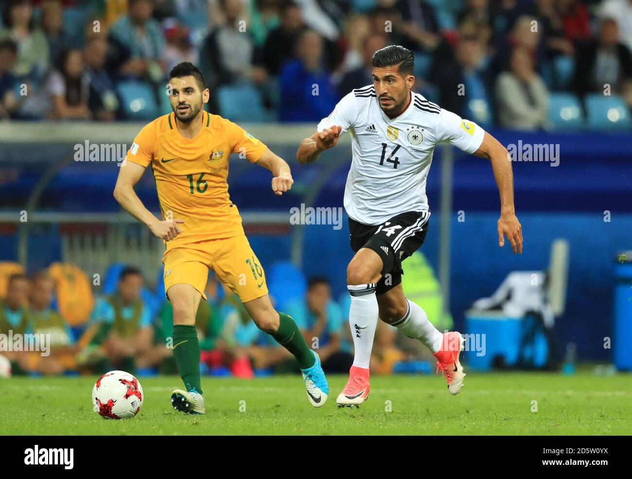 Australia's Aziz Behich (left) and Germany's Emre Can in action Stock ...