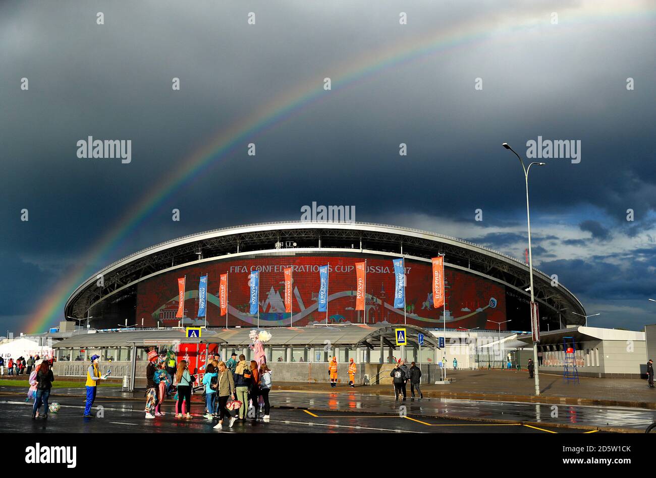Rainbow over football match hi-res stock photography and images - Alamy