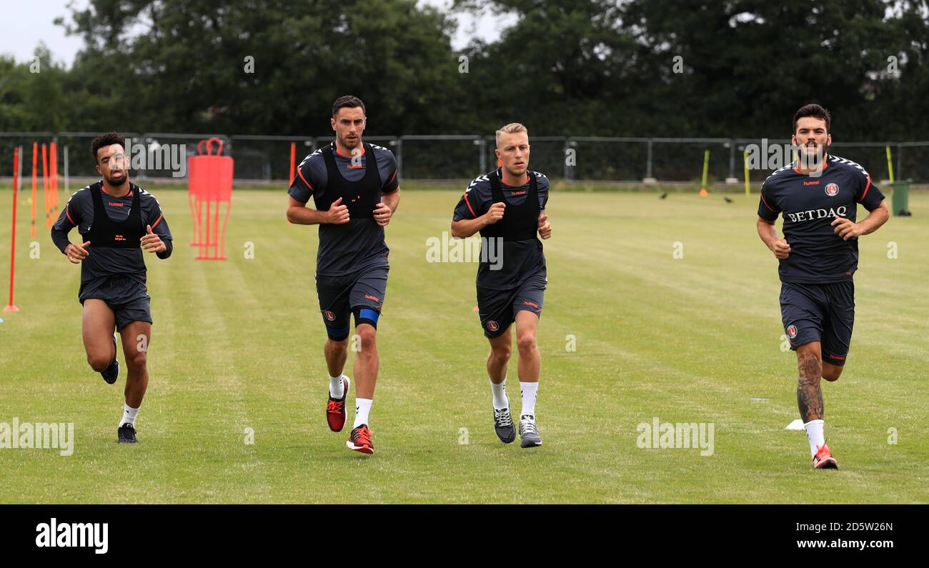 Charlton Athletic's Nicky Ajose (L-R), Lee Novak, Chris Solly and Tony ...