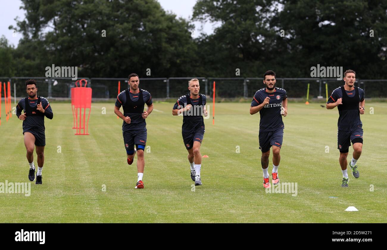 l-r; Charlton Athletic's Nicky Ajose, Lee Novak, Chris Solly and Tony ...