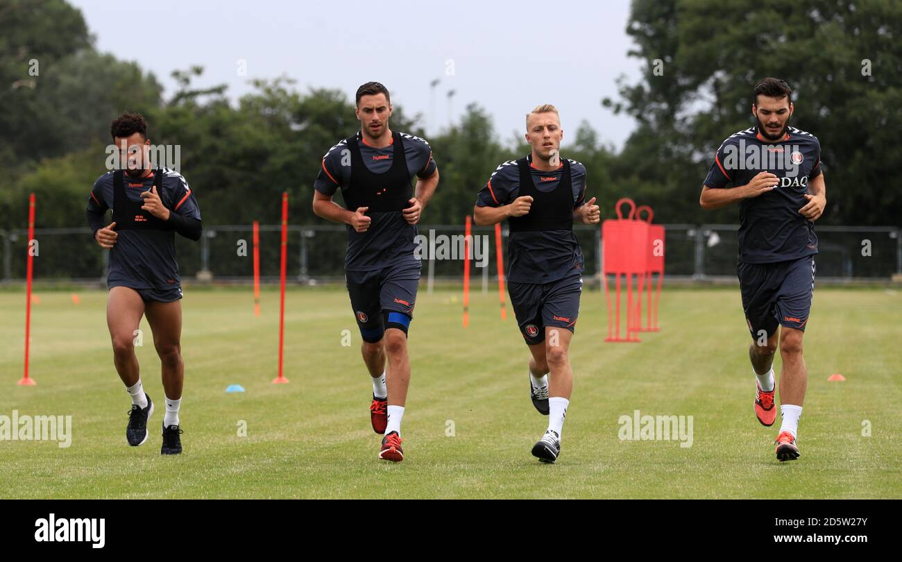 Charlton Athletic's Nicky Ajose, Lee Novak, Chris Solly and Tony Watt ...