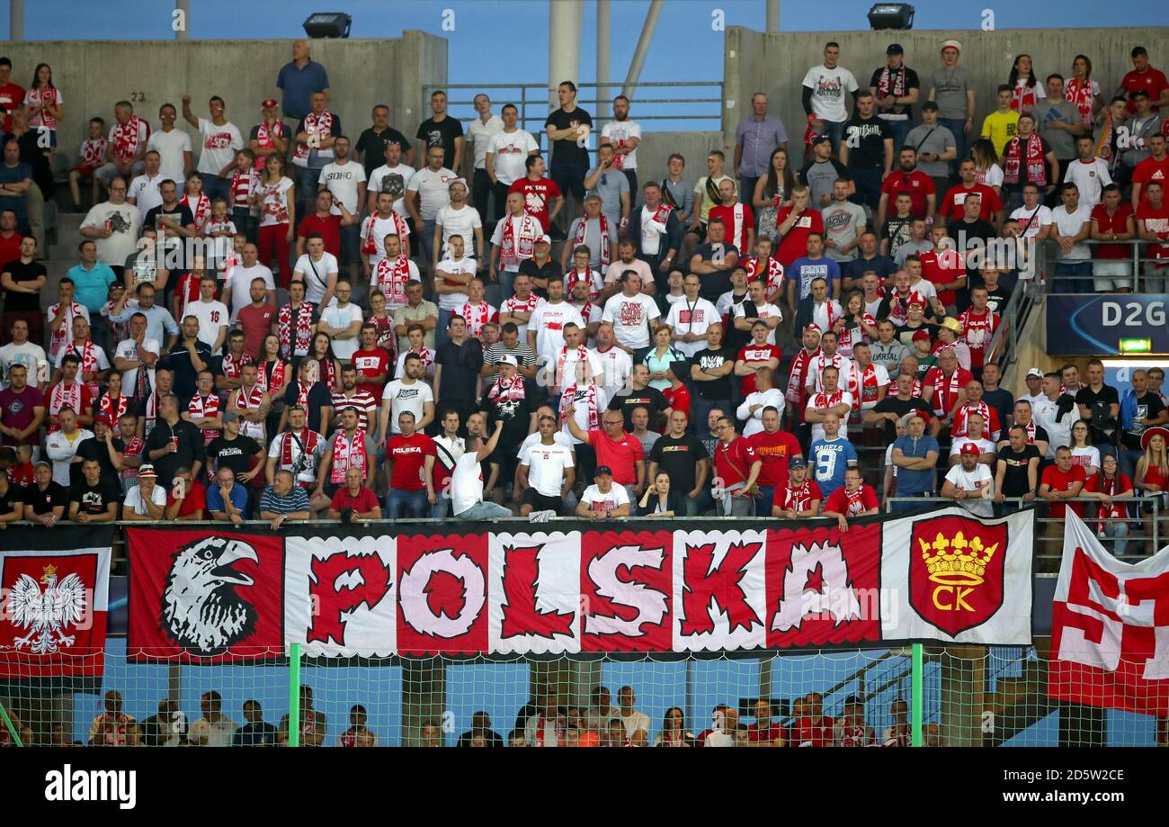 Poland fans in the stands show their support Stock Photo - Alamy