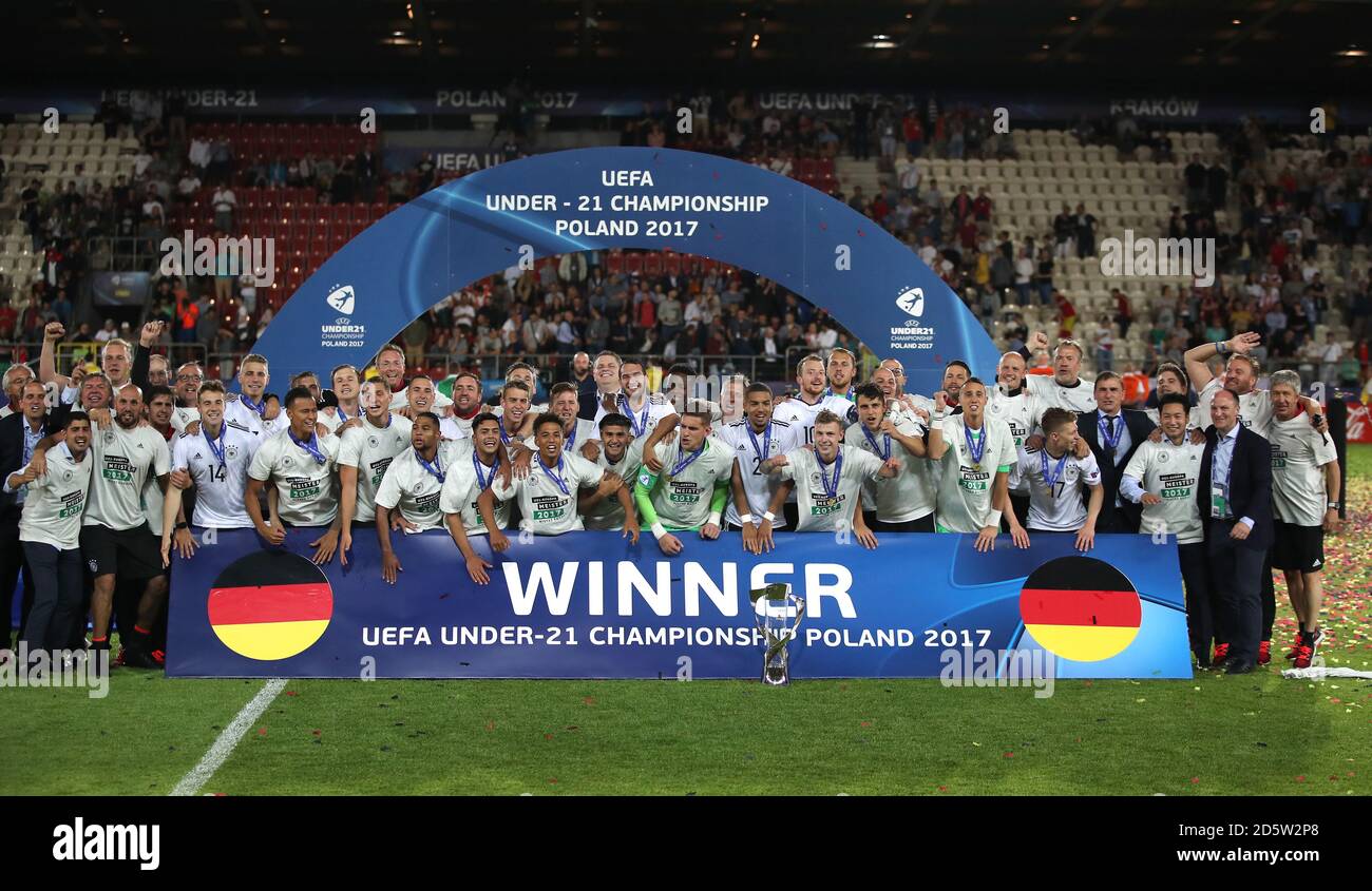 Germany players, coaching staff and officials celebrate winning the ...