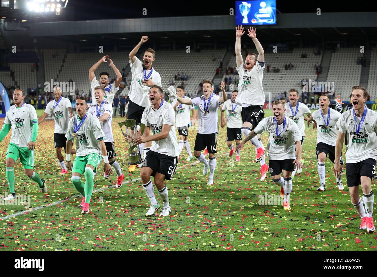 Germany's Niklas Stark and teammates celebrate with the UEFA European ...