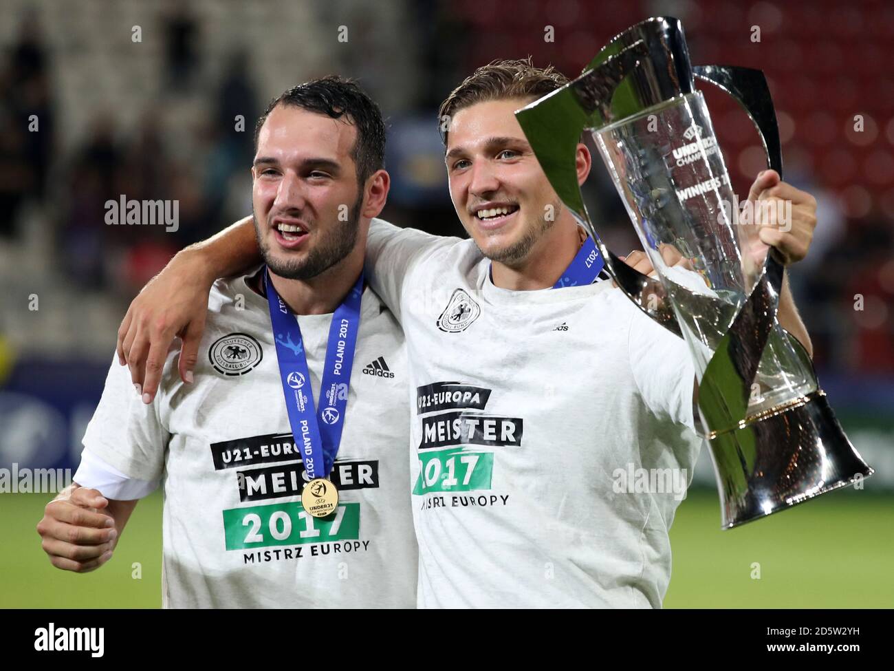 Germany's Levin Oztunali (left) and Niklas Stark celebrate with the ...