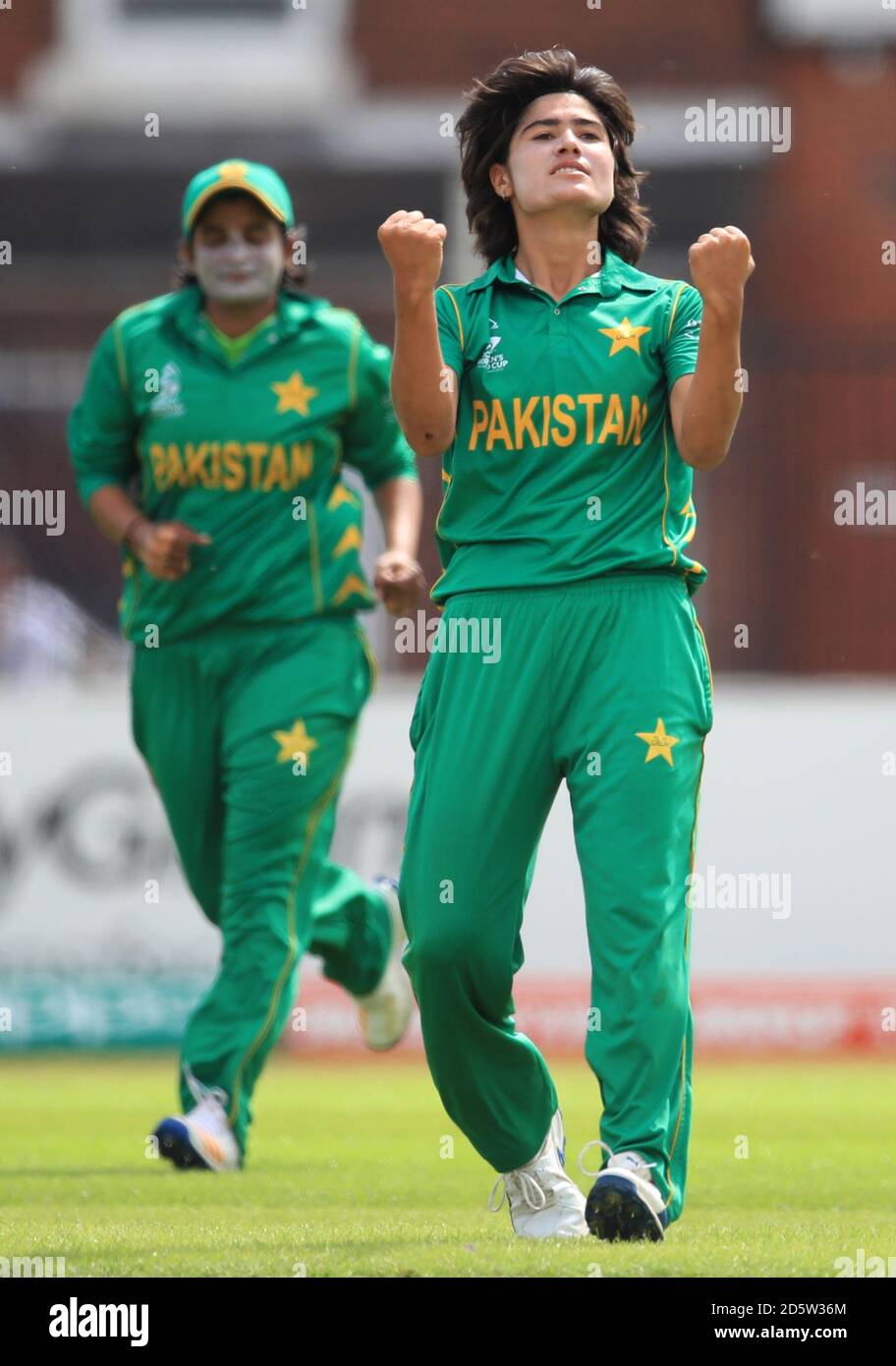 Pakistan Women's Diana Baig celebrates the wicket of Australia Women's ...