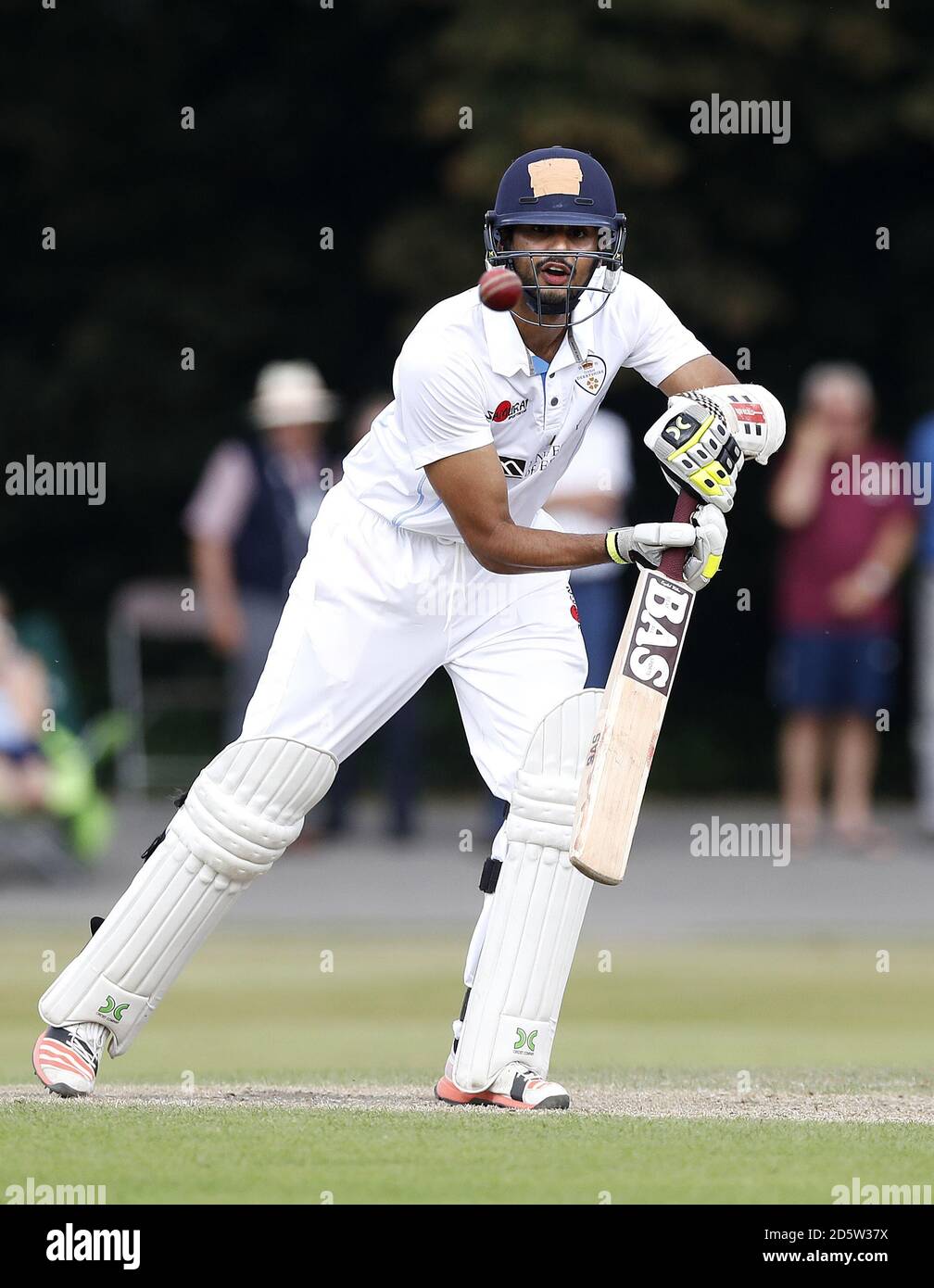 Derbyshire's Gurjit Sandhu hits out against Durham Stock Photo - Alamy
