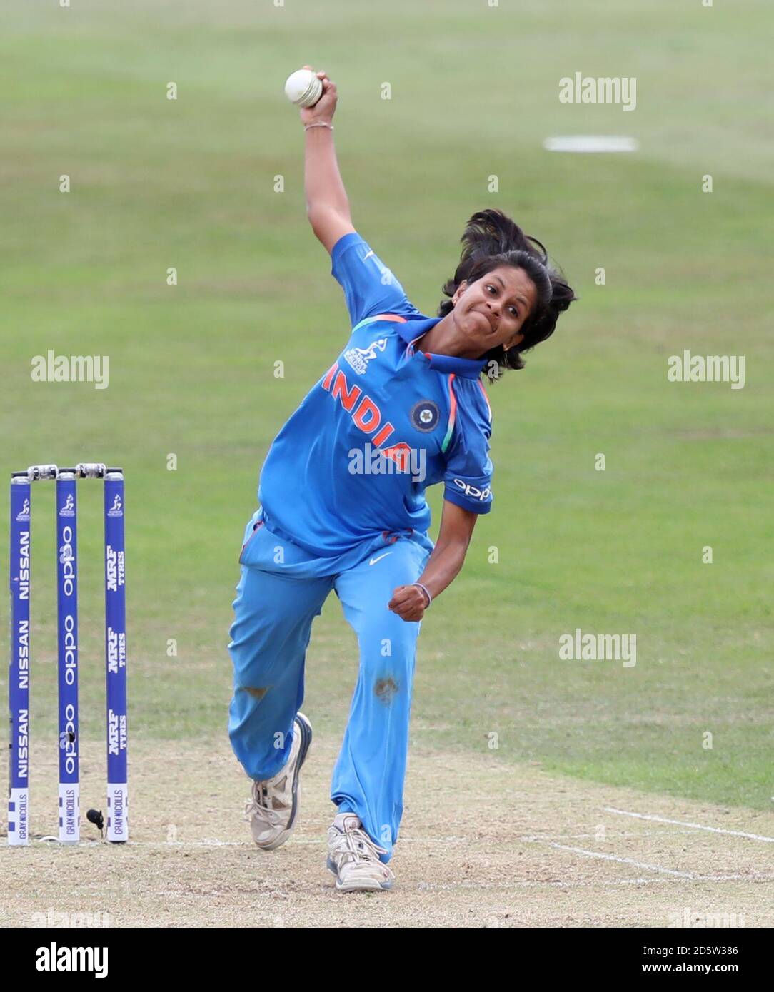 India's Poonam Yadav bowls Stock Photo - Alamy