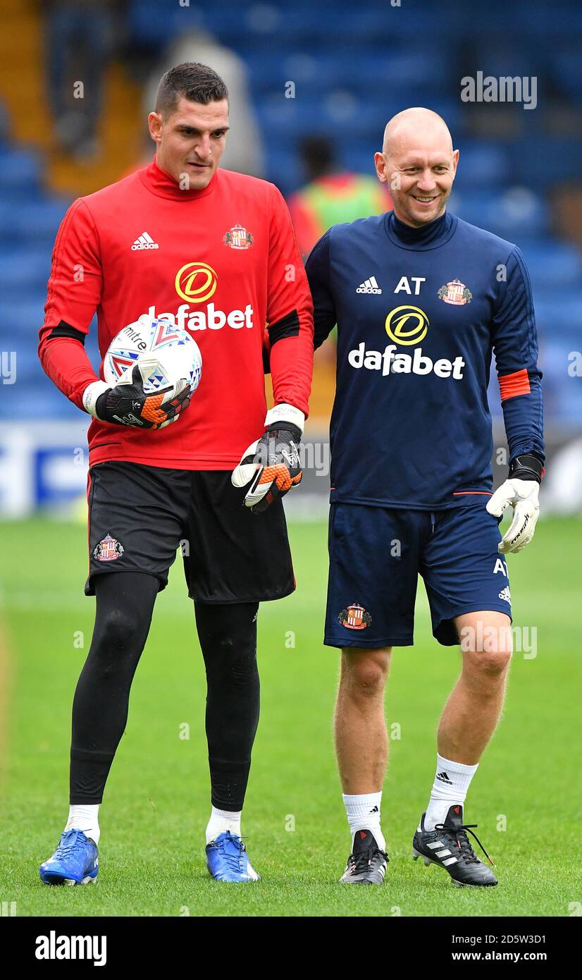 Sunderland's Vito Mannone (left) with goalkeeping coach Adrian Tucker ...