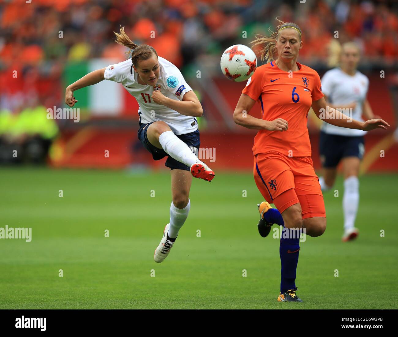Norway's Kristine Minde (left) and Netherlands' Anouk Dekker in action ...