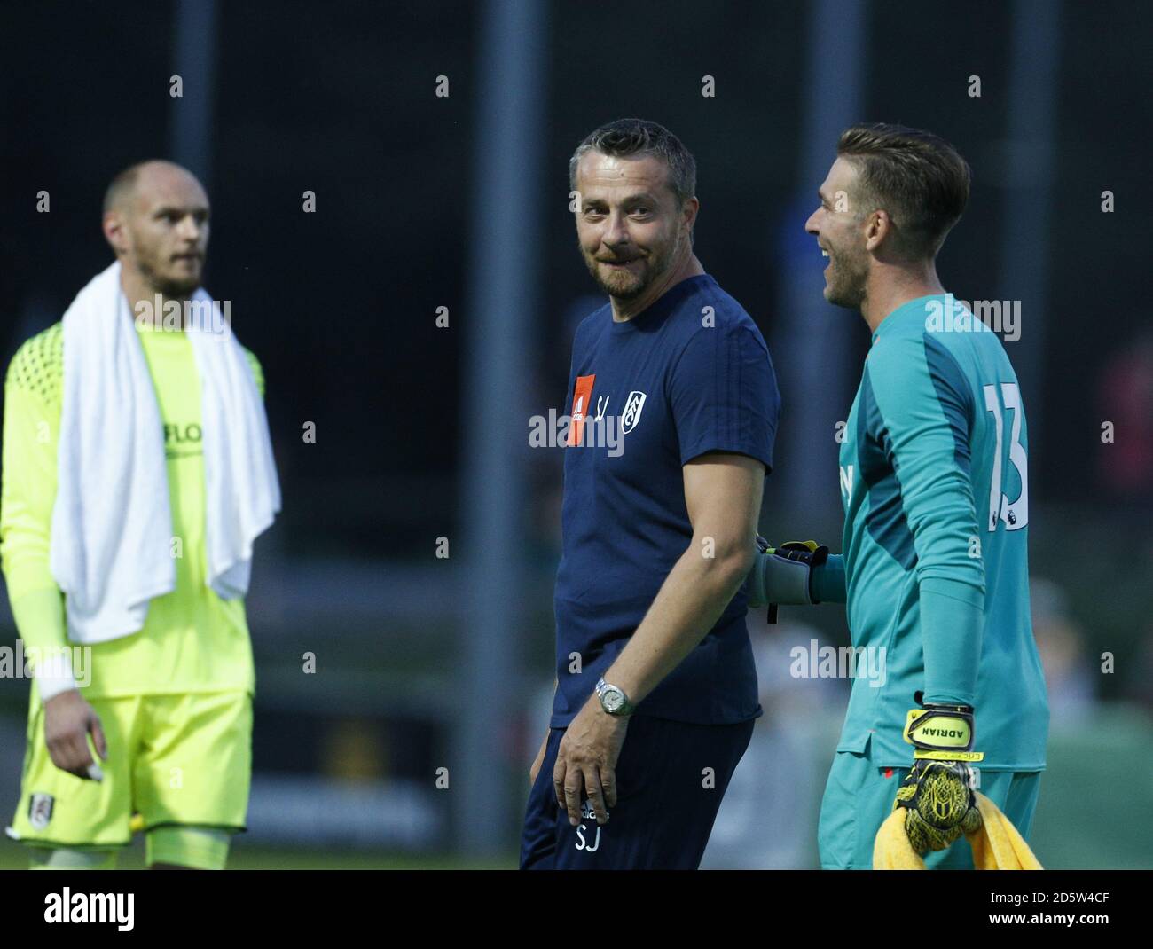 Fulham Manager Slavisa Jokanovic (left) and West Ham United goalkeeper ...