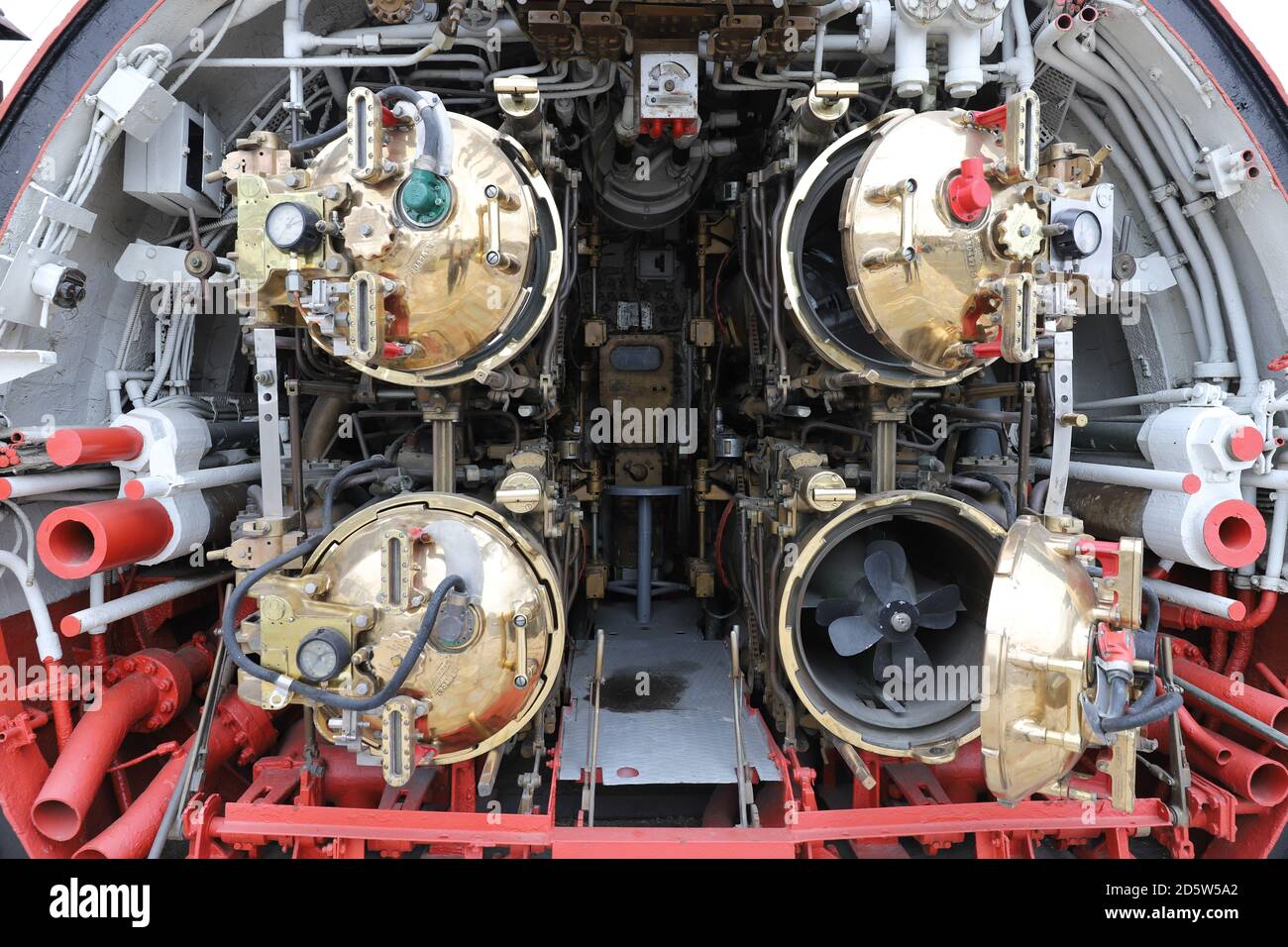 ISTANBUL, TURKEY - SEPTEMBER 20, 2020: Torpedo room of submarine in ...