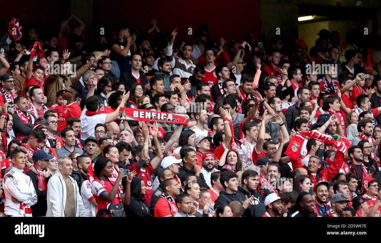 Benfica fans show support for their team in the stands Stock Photo - Alamy