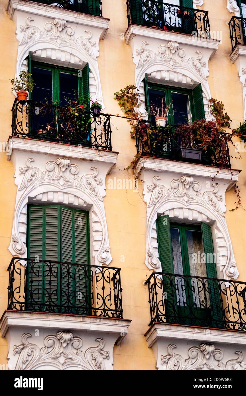 Madrid Spanish Baroque pediments in Spain Stock Photo - Alamy