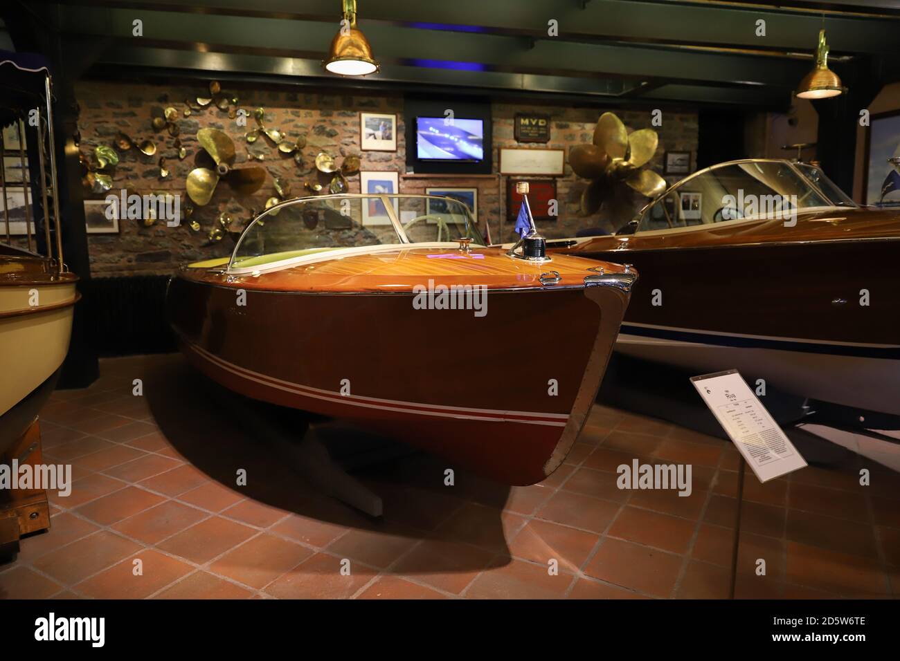 ISTANBUL, TURKEY - SEPTEMBER 20, 2020: Classic speed boat in Rahmi M ...