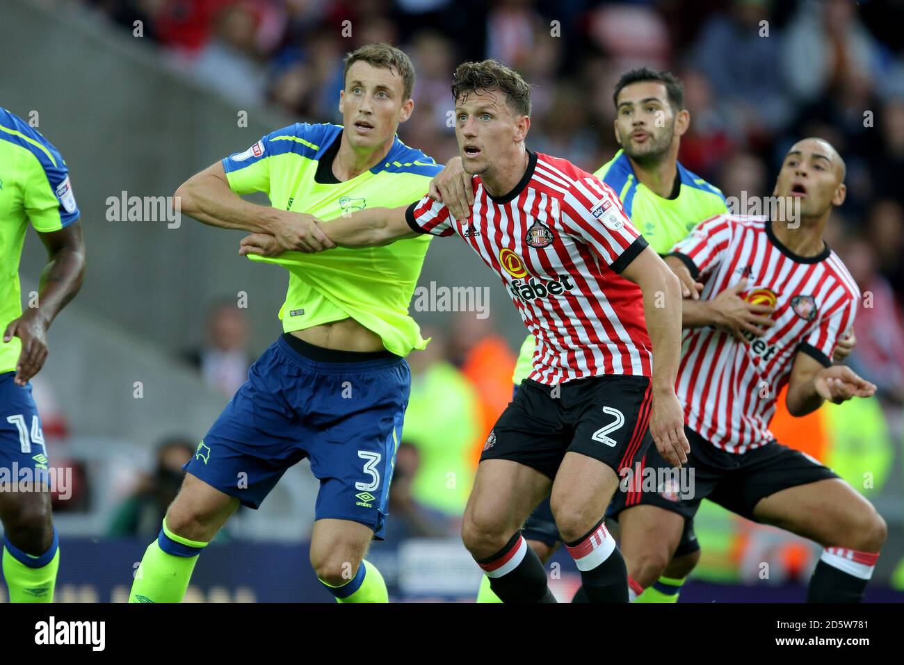 Derby County's Craig Forsyth (left) and Sunderland's Billy Jones (right ...