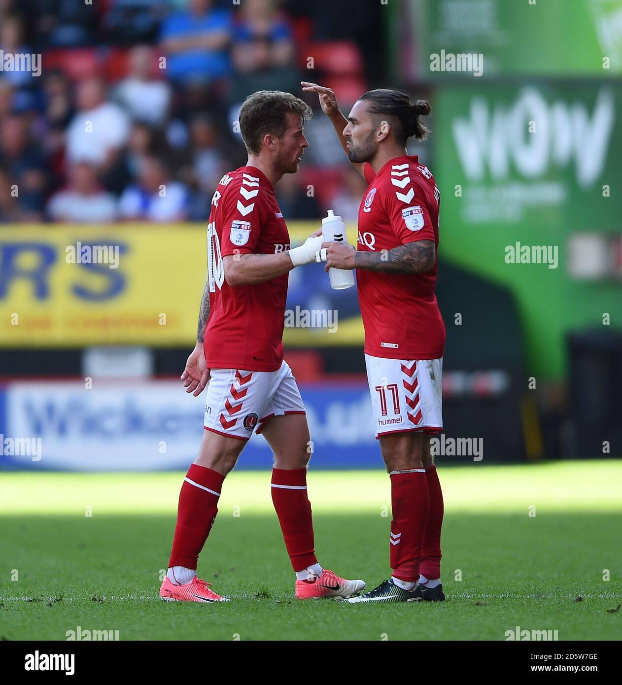 Charlton Athletic's Billy Clarke gets a high five from Ricky Holmes as ...