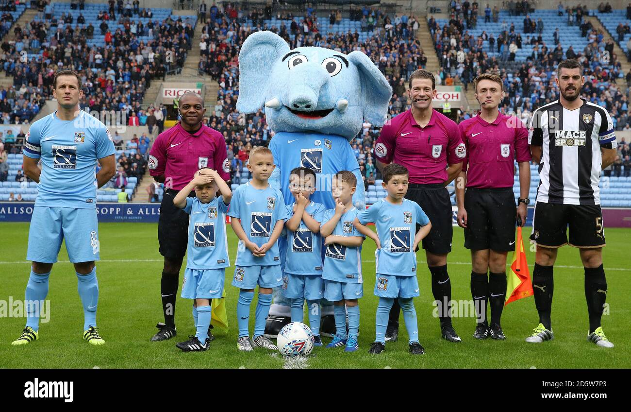 Coventry City's and Notts County's captain and officials line up for ...