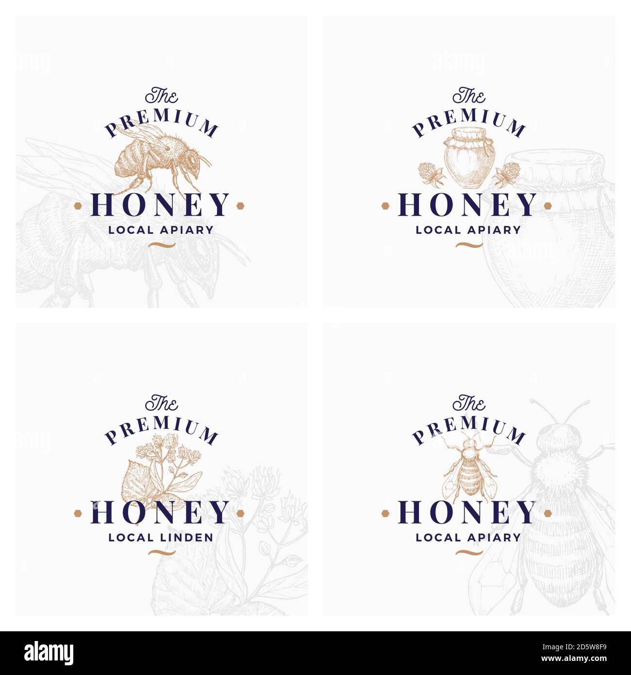 Premium Quality Honey Signs, Symbols or Logo Templates Collection. Hand ...