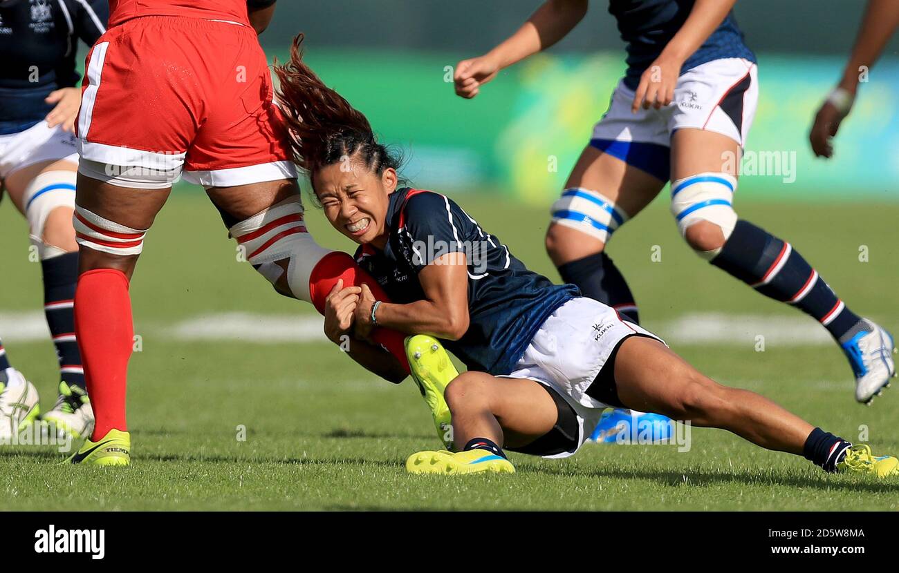 Hong Kong's Chong Ka Yan makes a tackle Stock Photo - Alamy