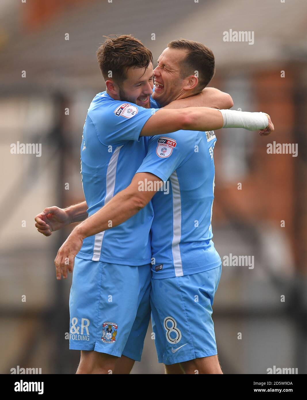 Coventry City's Marc McNulty (left) is congratulated on scoring his ...