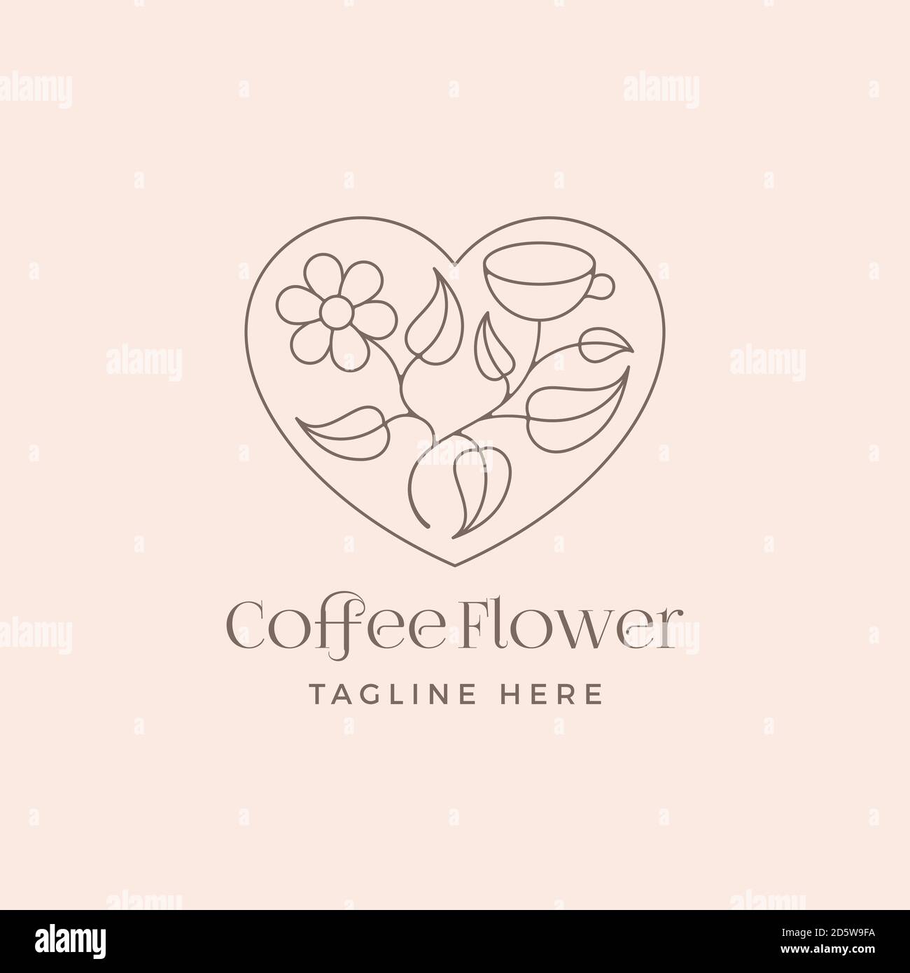 Coffee Flower Abstract Vector Trendy Sign, Symbol or Linear Logo ...