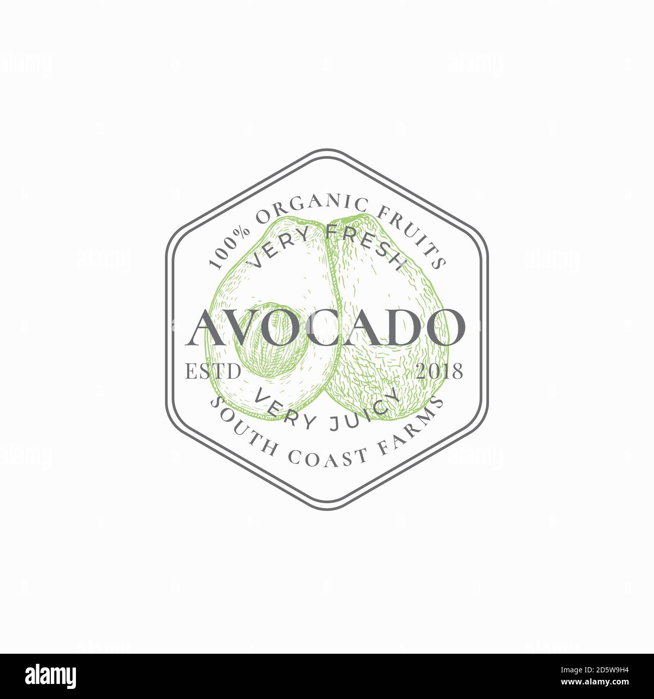 Avocado Farm Frame Badge or Logo Template. Hand Drawn Fruit with Slice ...