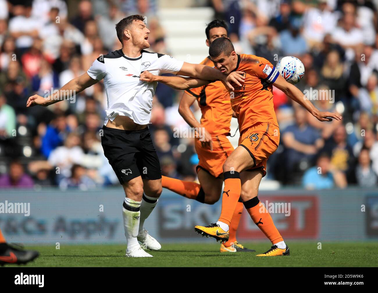 Derby County's Chris Martin (left) and Wolverhampton Wanderers' Conor ...