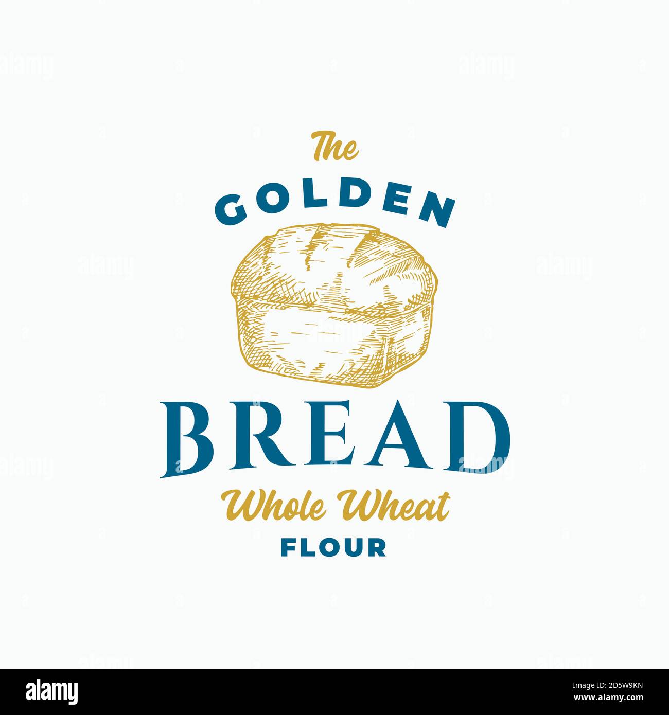 Golden Bread Brick Abstract Sign, Symbol or Logo Template. Hand Drawn ...