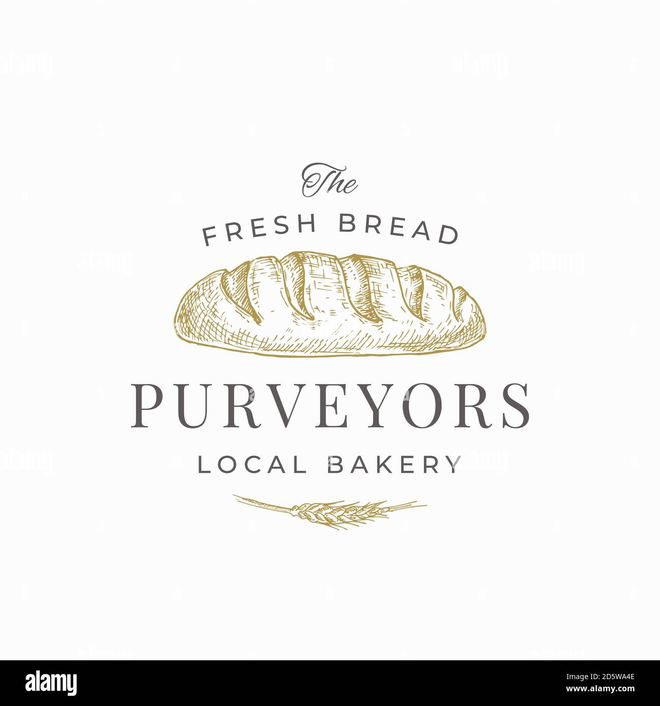 Fresh Bread Purveyors Abstract Sign, Symbol or Logo Template. Hand ...