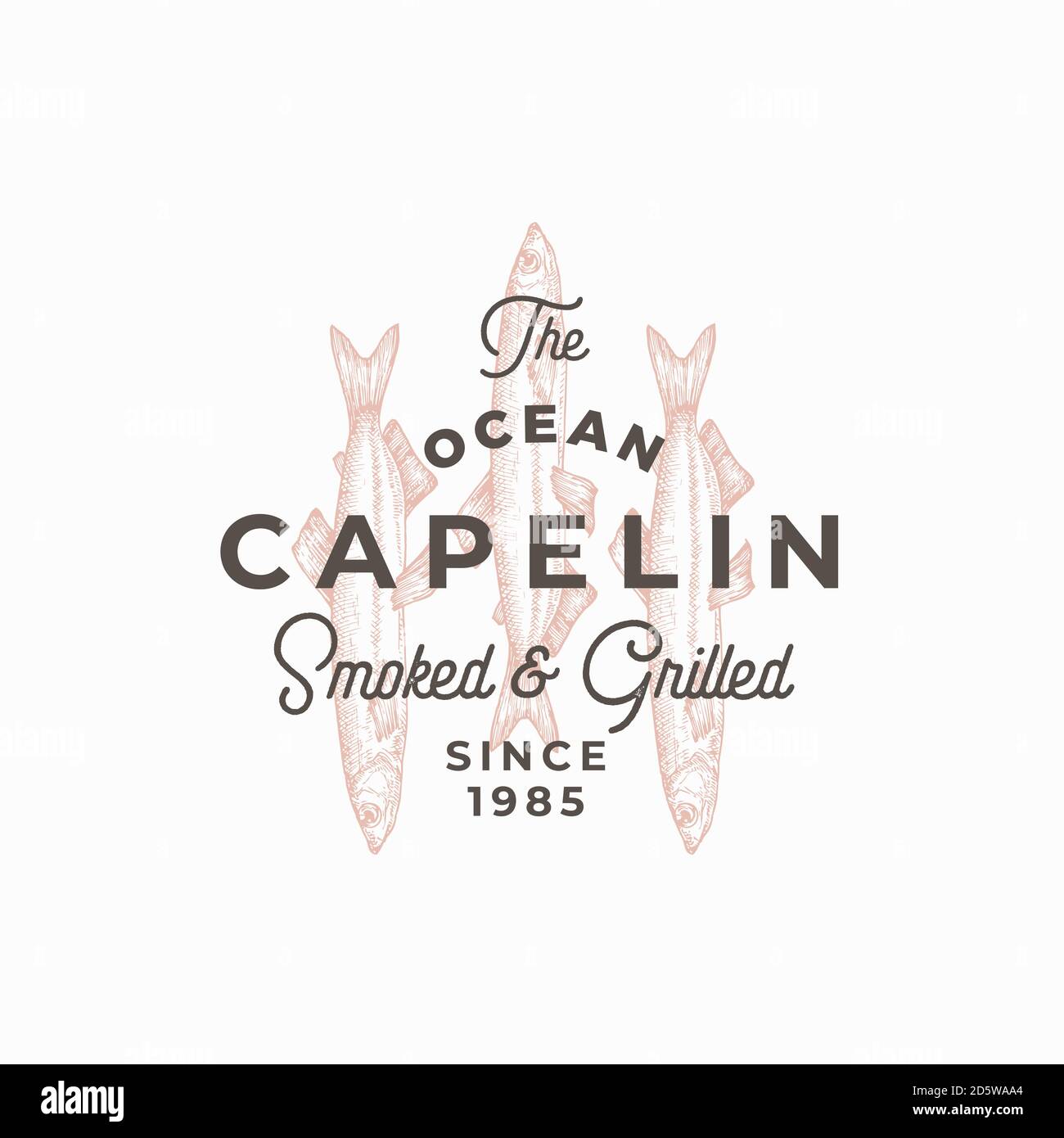 Smoked and Grilled Fish. Abstract Vector Sign, Symbol or Logo Template ...