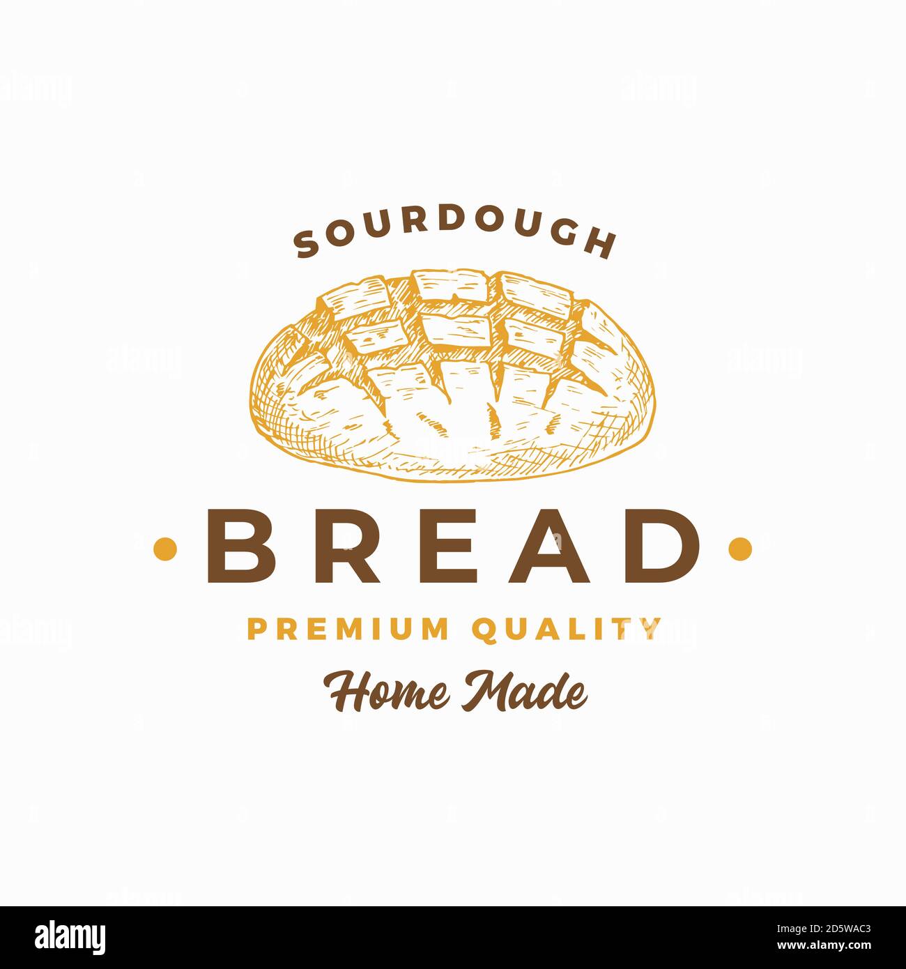 Sourdough Bread Abstract Sign, Symbol or Logo Template. Hand Drawn Loaf ...